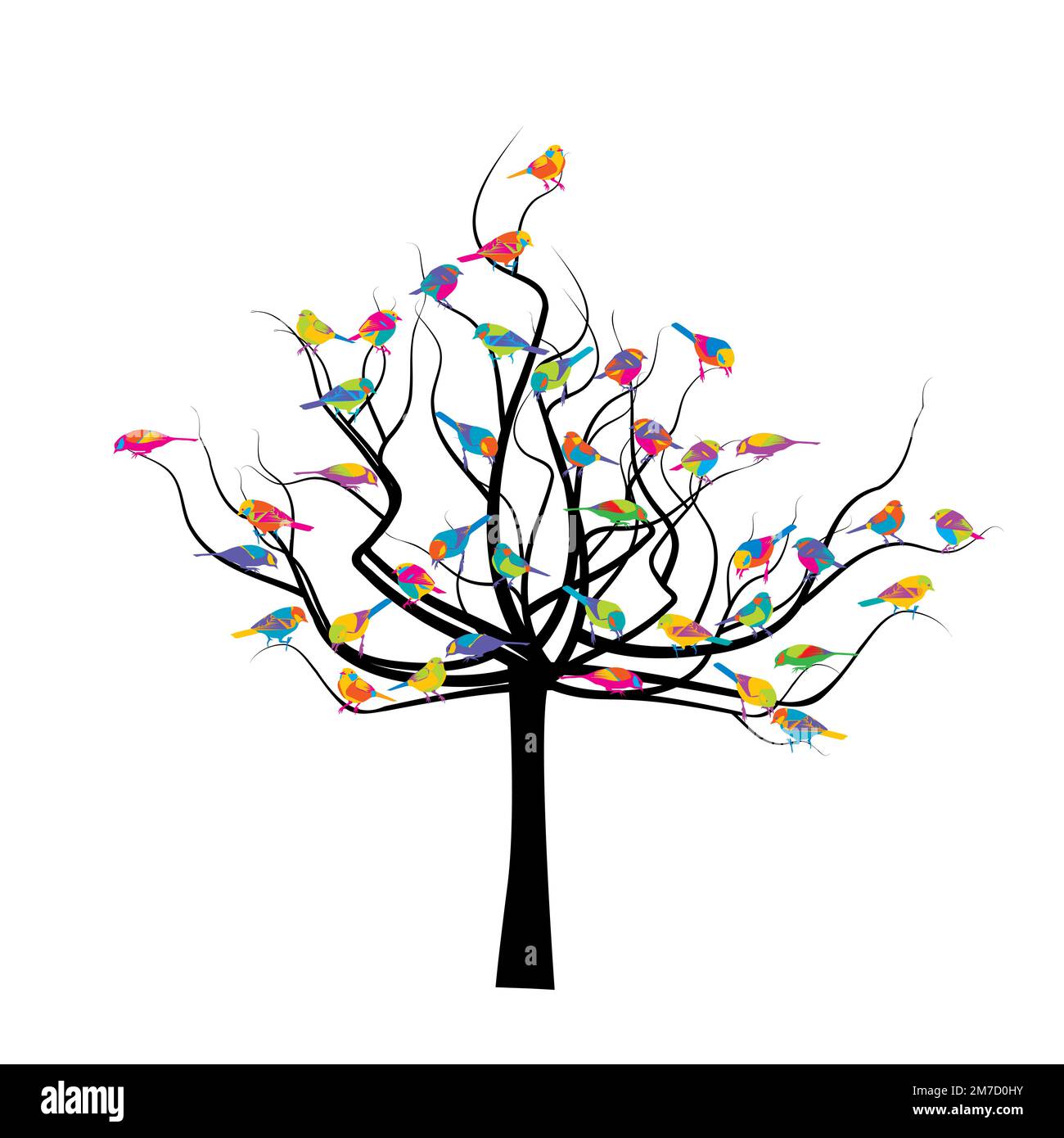 Tree white birds sitting Stock Vector Images - Alamy