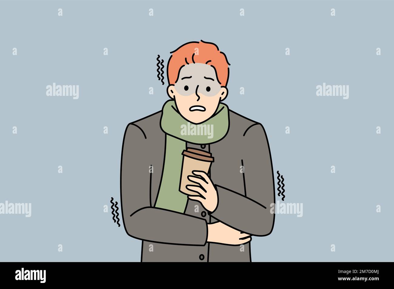 Vector cartoon illustration man freezing hi-res stock photography and ...