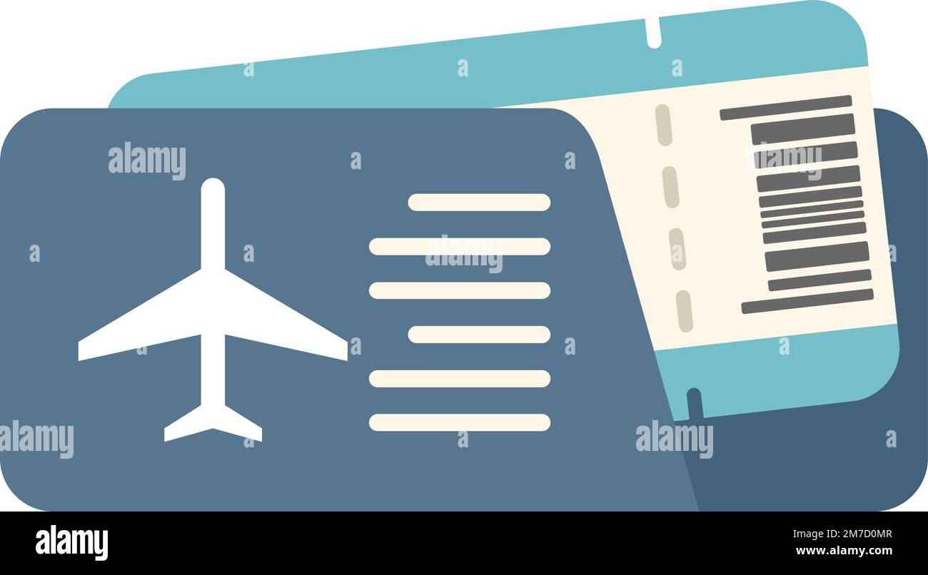Business air ticket icon flat vector. Airline pass. Fly trip isolated ...