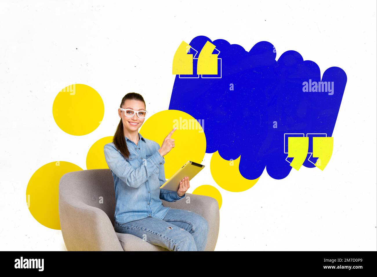 Creative photo 3d collage poster picture of beautiful lady demonstrate ...