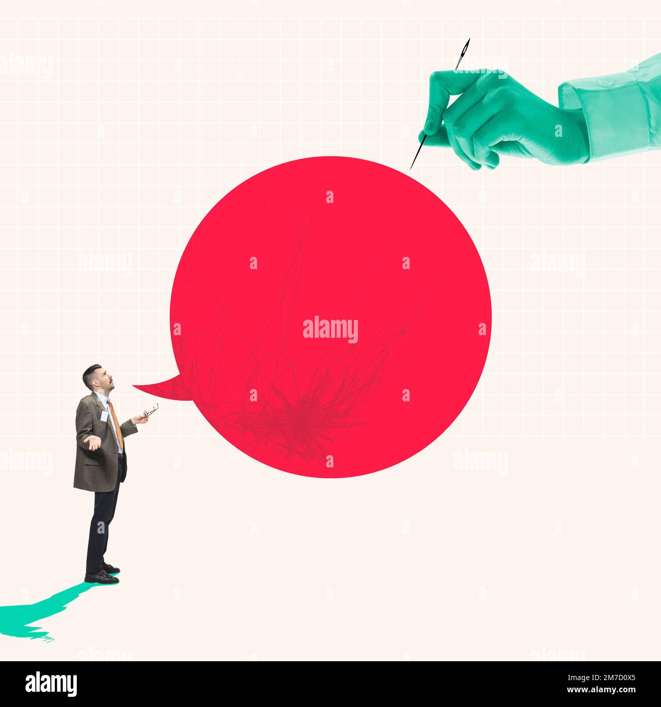 Contemporary art collage. Conceptual design. Critics of ideas. Employe ...