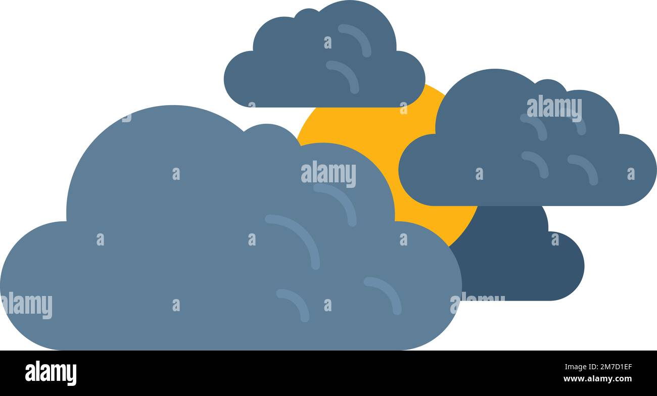 Cloudy sun icon flat vector. Cold sunshine. Hot sky isolated Stock ...