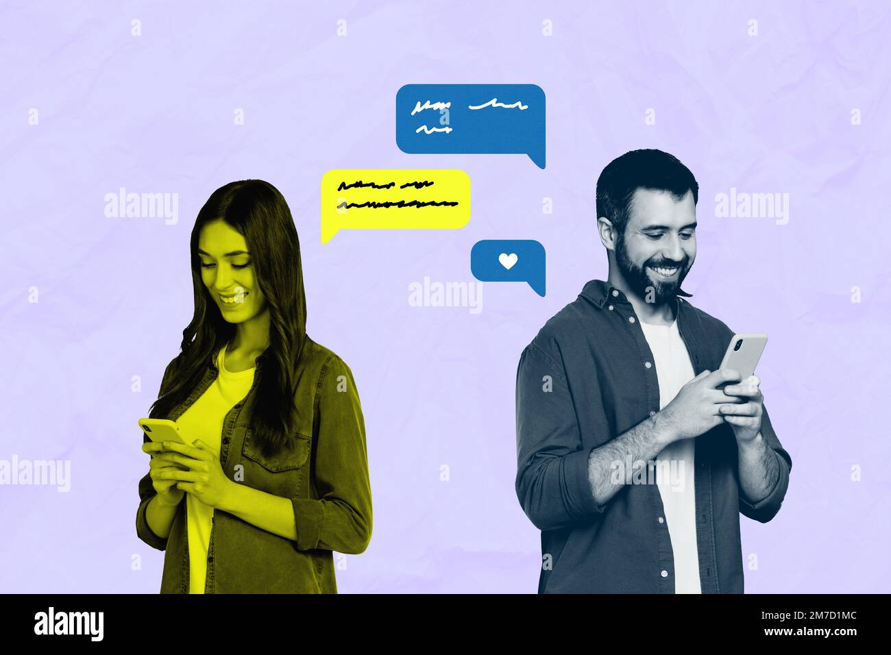 Creative photo 3d collage artwork poster postcard of two people ...