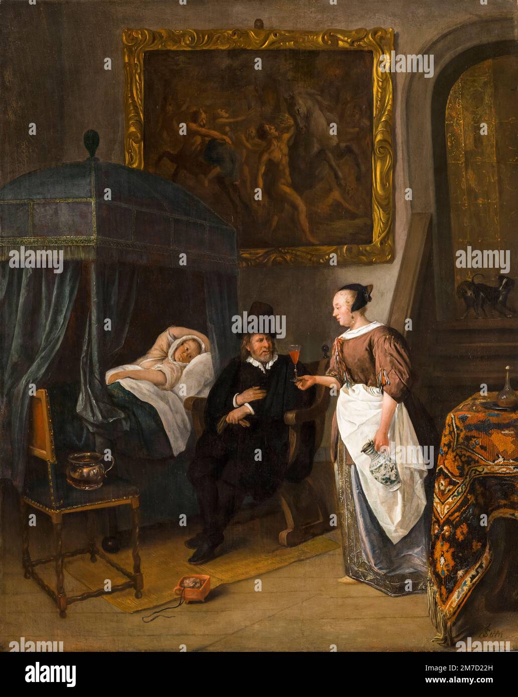 Jan Steen, The Doctor's Visit, painting in oil on panel, 1665-1668 ...