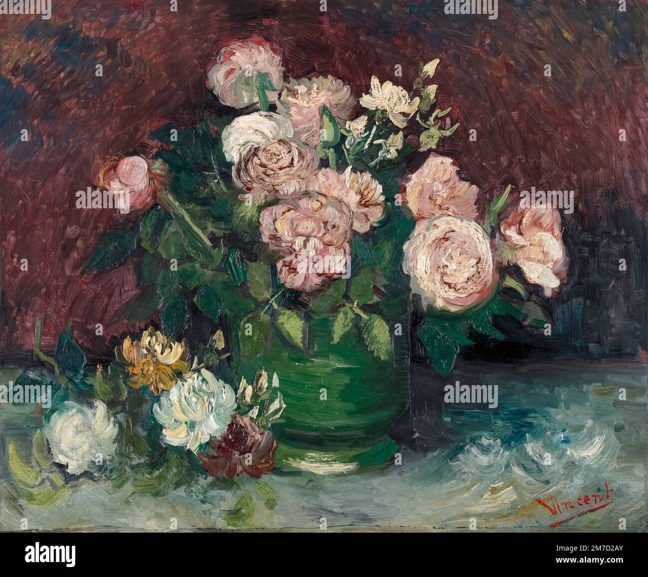 Vincent van Gogh, Roses and Peonies, still life painting in oil on ...
