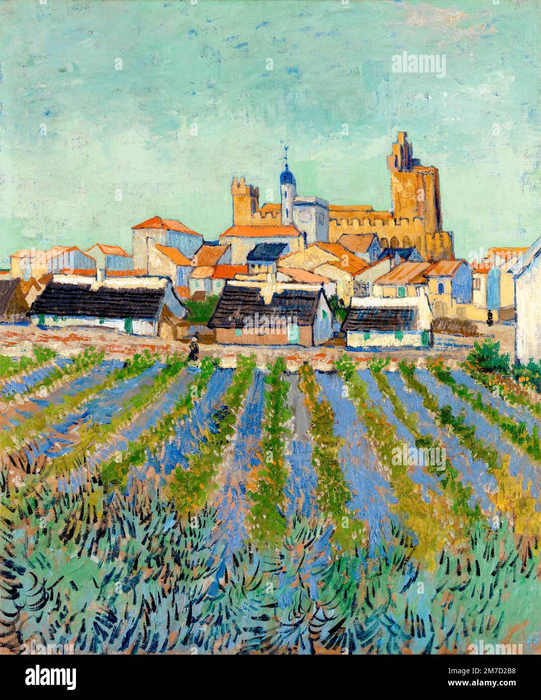 Vincent van Gogh, View of Saintes-Maries-de-la-Mer, landscape painting ...
