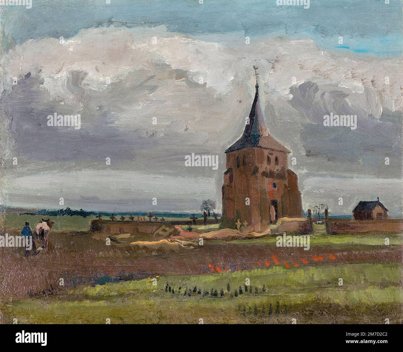 The old tower at Nuenen, painting in oil on canvas by Vincent van Gogh ...