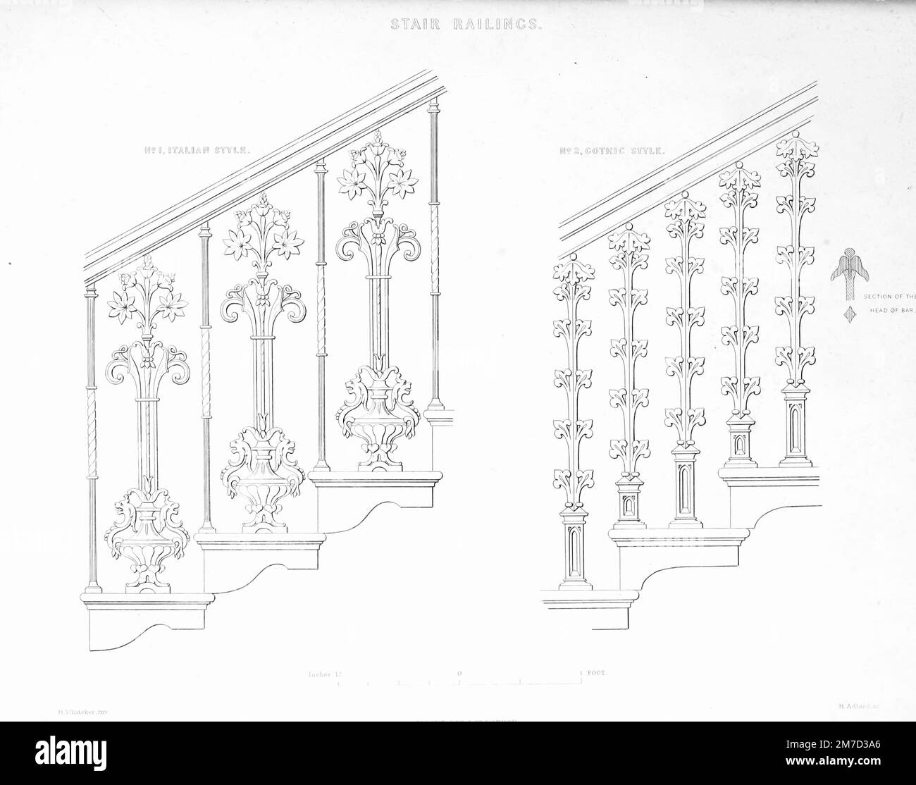 Stair Railings. No. 1 is in the Italian style, and has an oval base ...