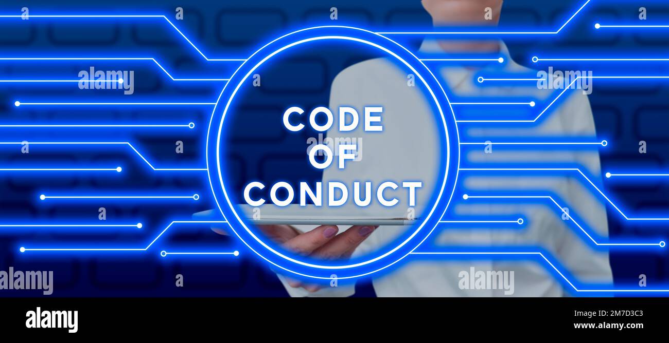 Conceptual display Code Of Conduct. Internet Concept Ethics rules moral ...