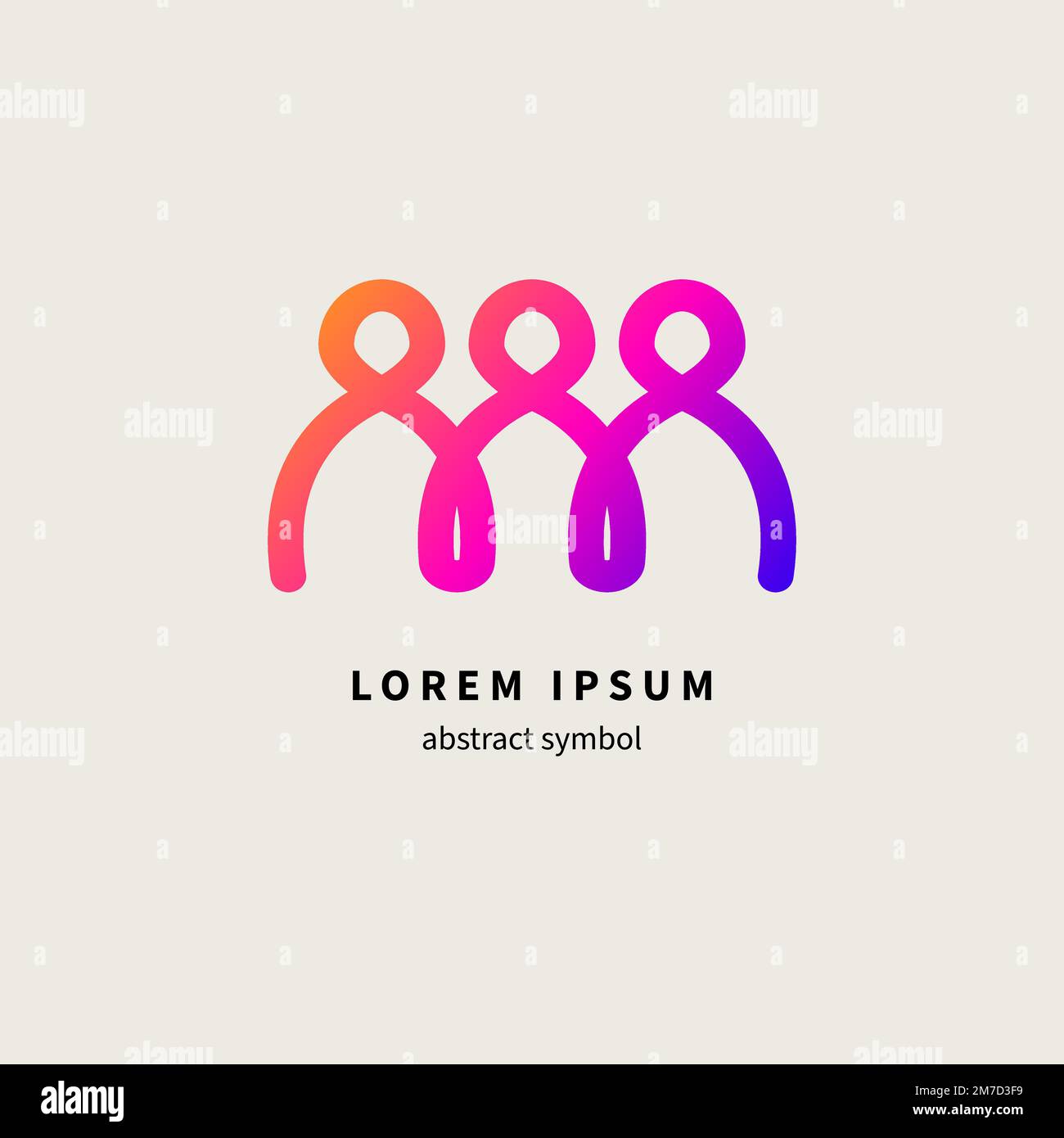 People linked in chain abstract line logo, business icon. Geometric ...