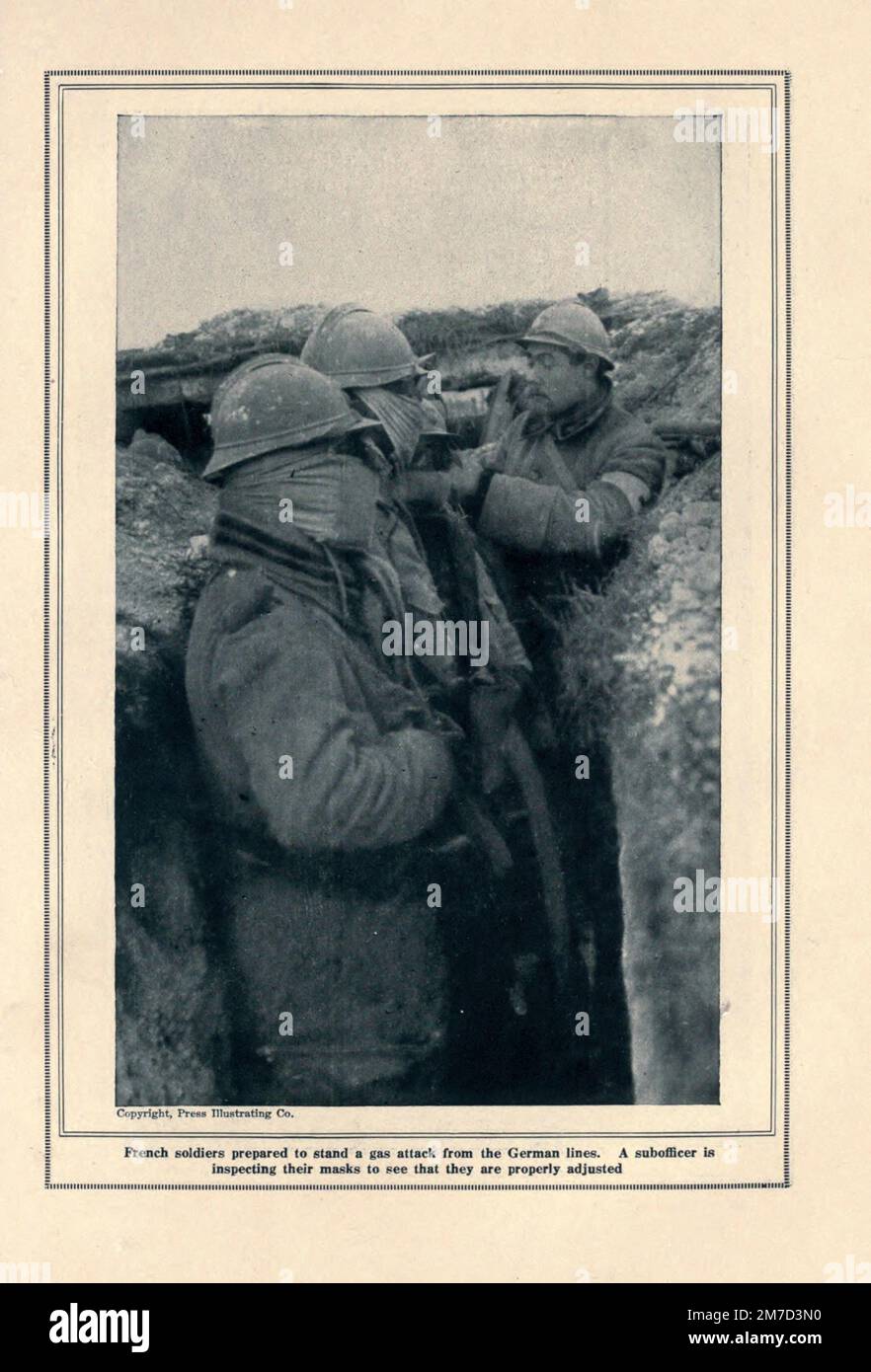 FRENCH SOLDIERS IN GAS MASKS from the book The story of the great war ...