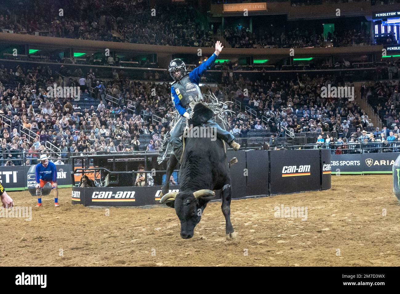 Mayson Taylor rides Sky's The Limit during the Professional Bull Riders ...