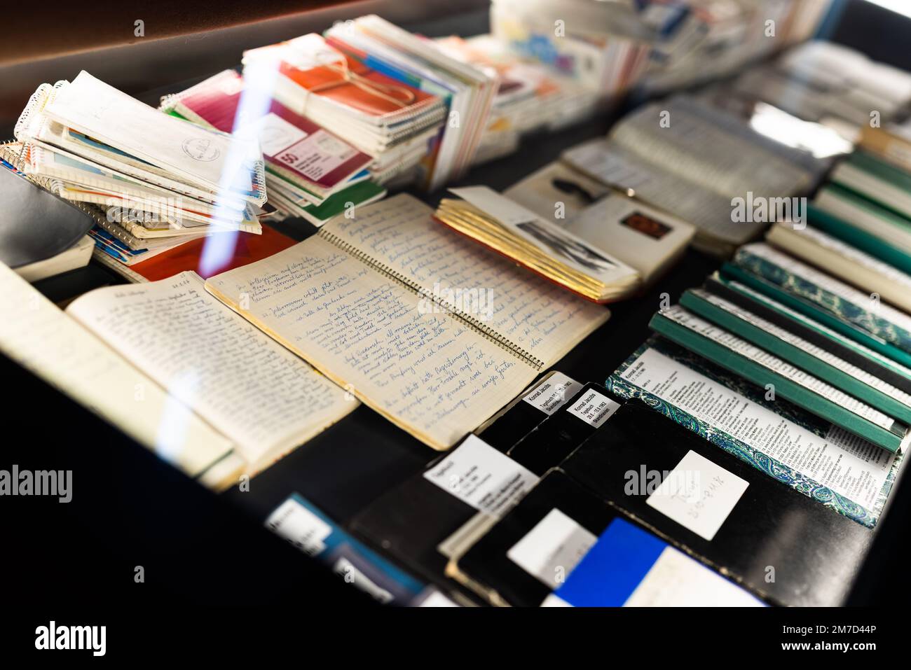 Emmendingen, Germany. 04th Jan, 2023. Diaries lie in a display case in ...
