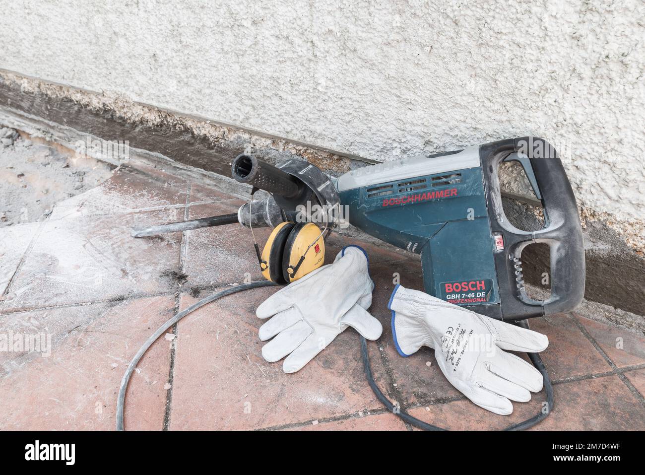 Bosch professional rotary hammer or pneumatic hammer drill on a ...