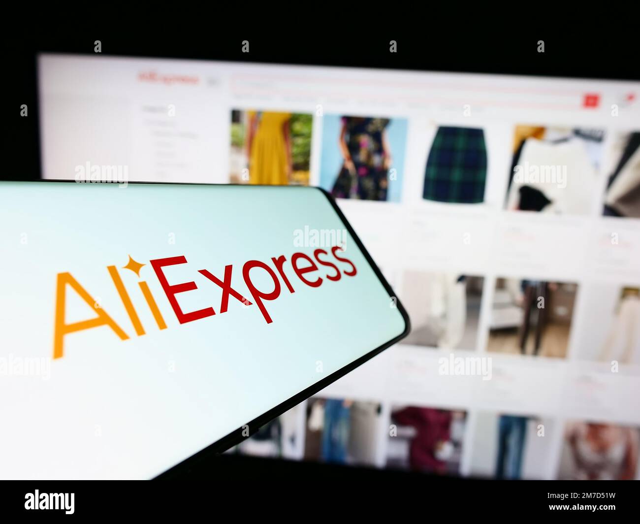 Mobile phone with logo of Chinese c-commerce company AliExpress on ...