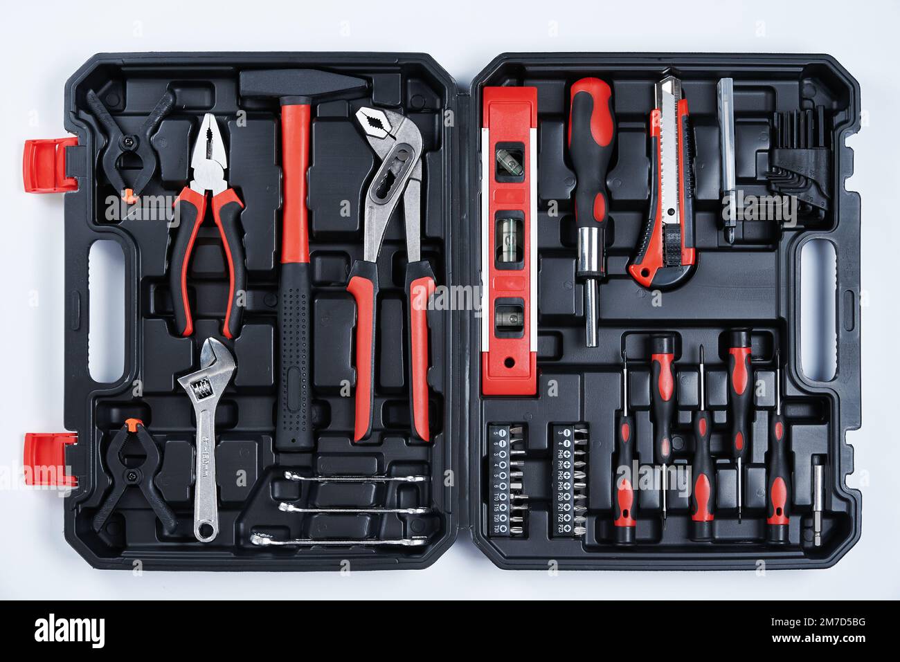 Toolbox with hand instruments for repair, close up. Set of hand tools ...