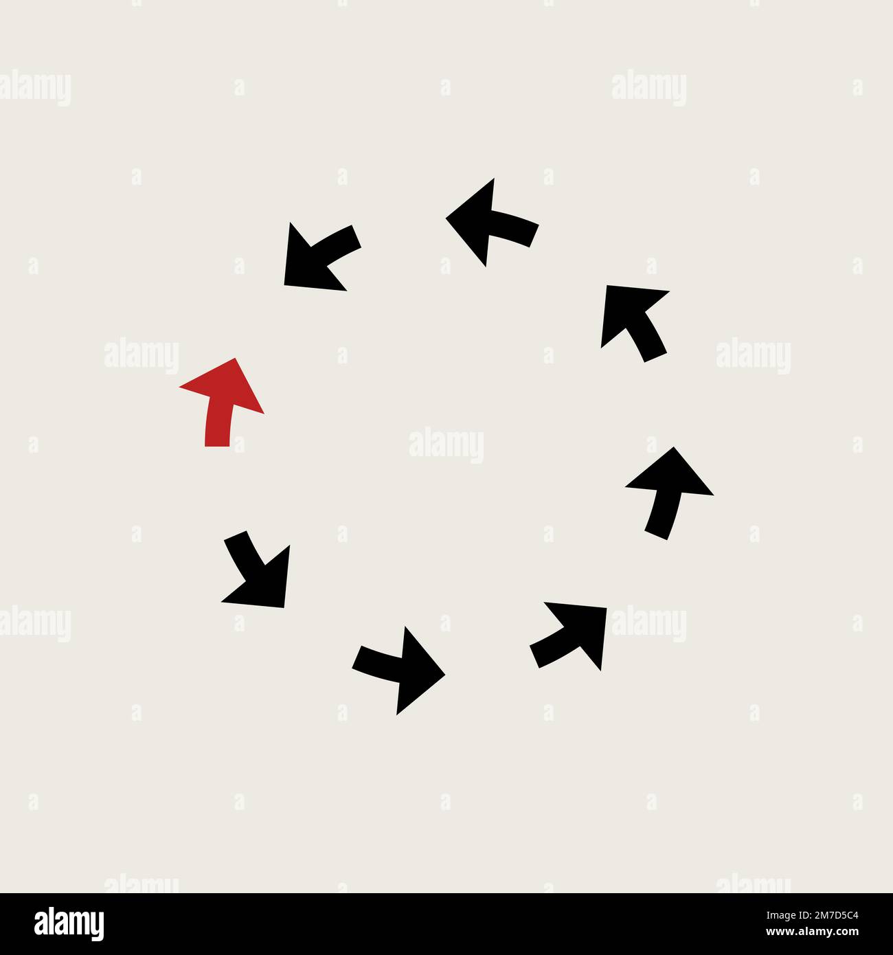 Conflict with system concept, opposition, arrows in opposite directions ...