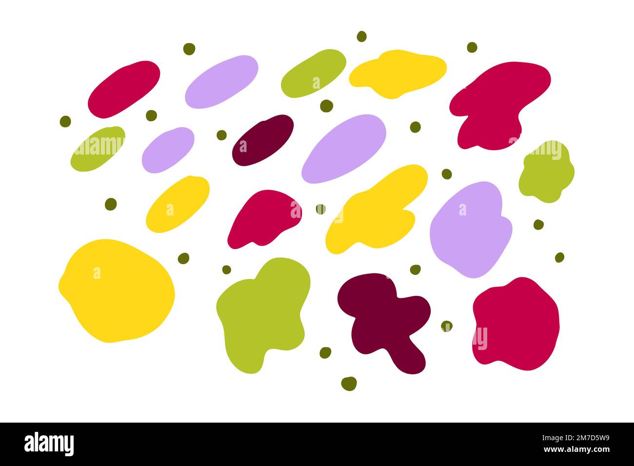 Brush polka dot set. Color hand-drawn abstract stain isolated on white ...