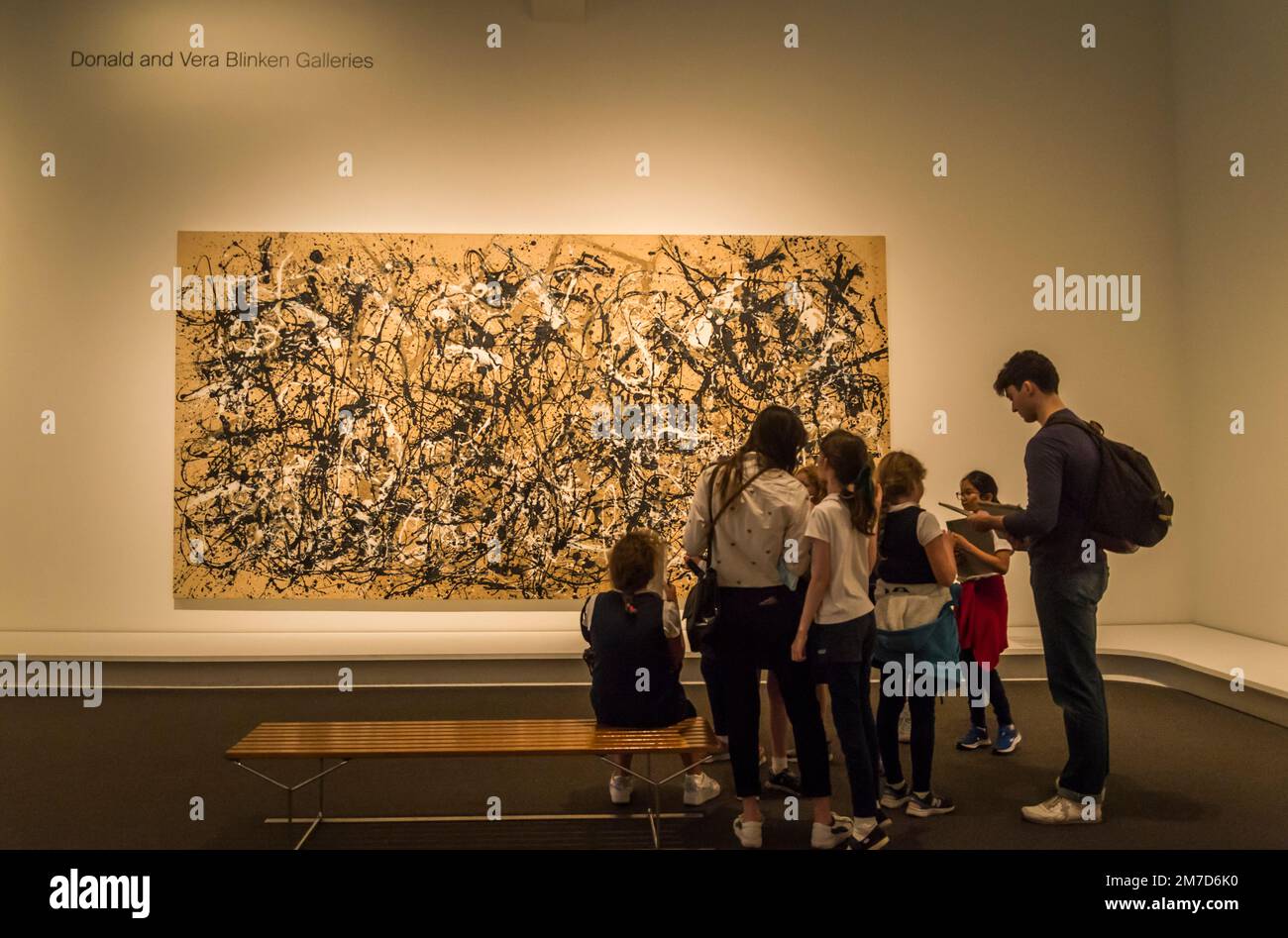 Group of school kids in front of Jackson Pollock painting, Metropolitan ...