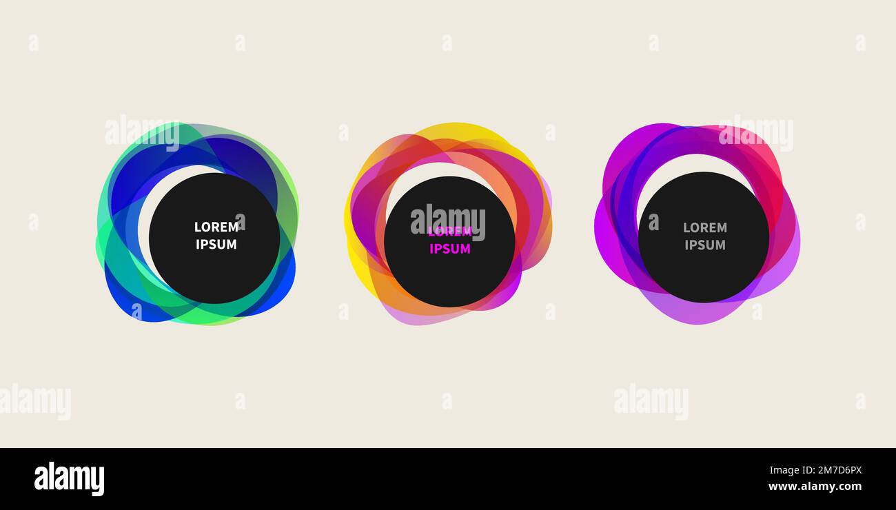 Label, organic shapes, abstract web frame, border. Set of round random ...