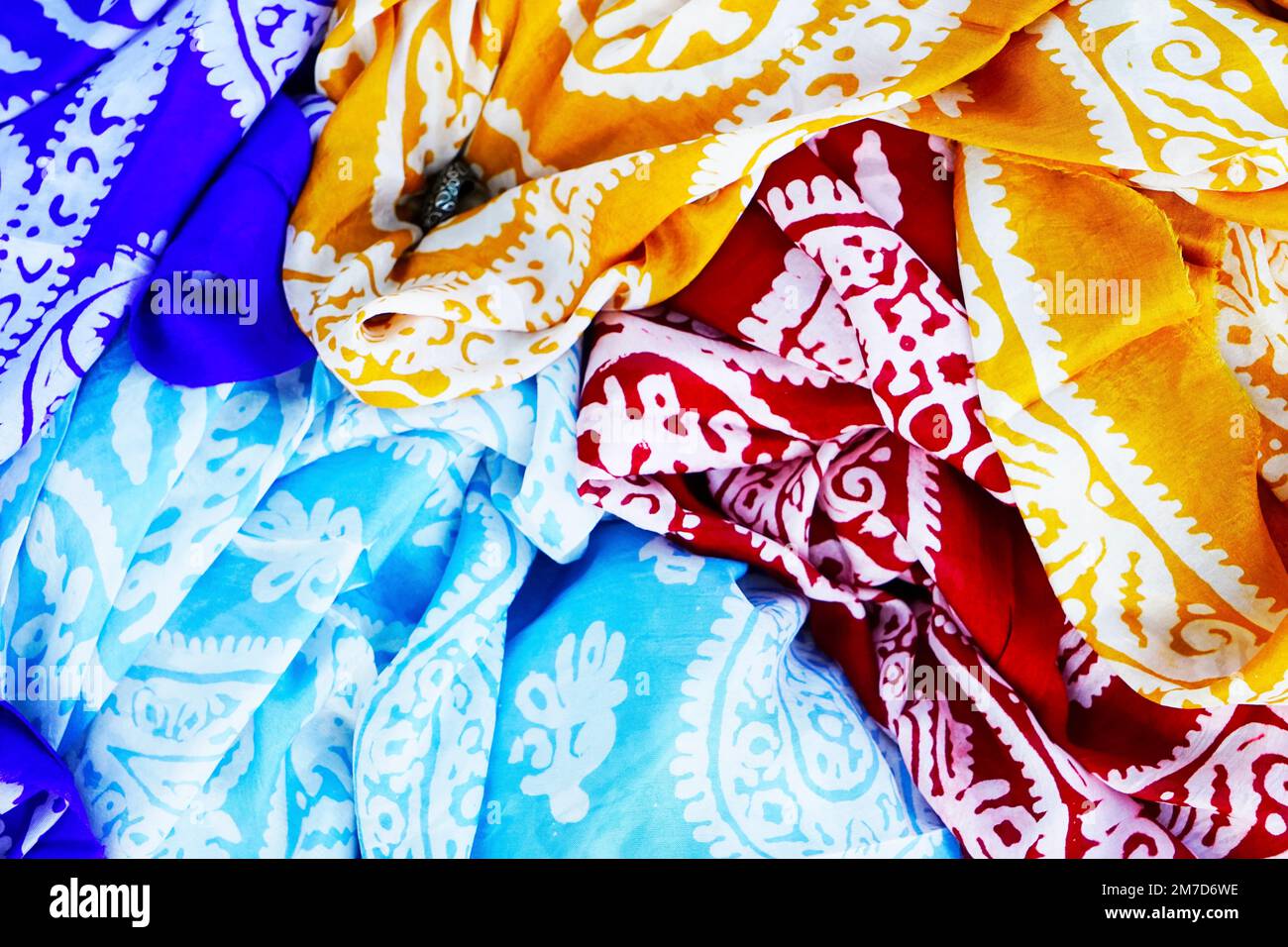 colorful Turkish Oriental beautiful scarves with pictures of natural ...