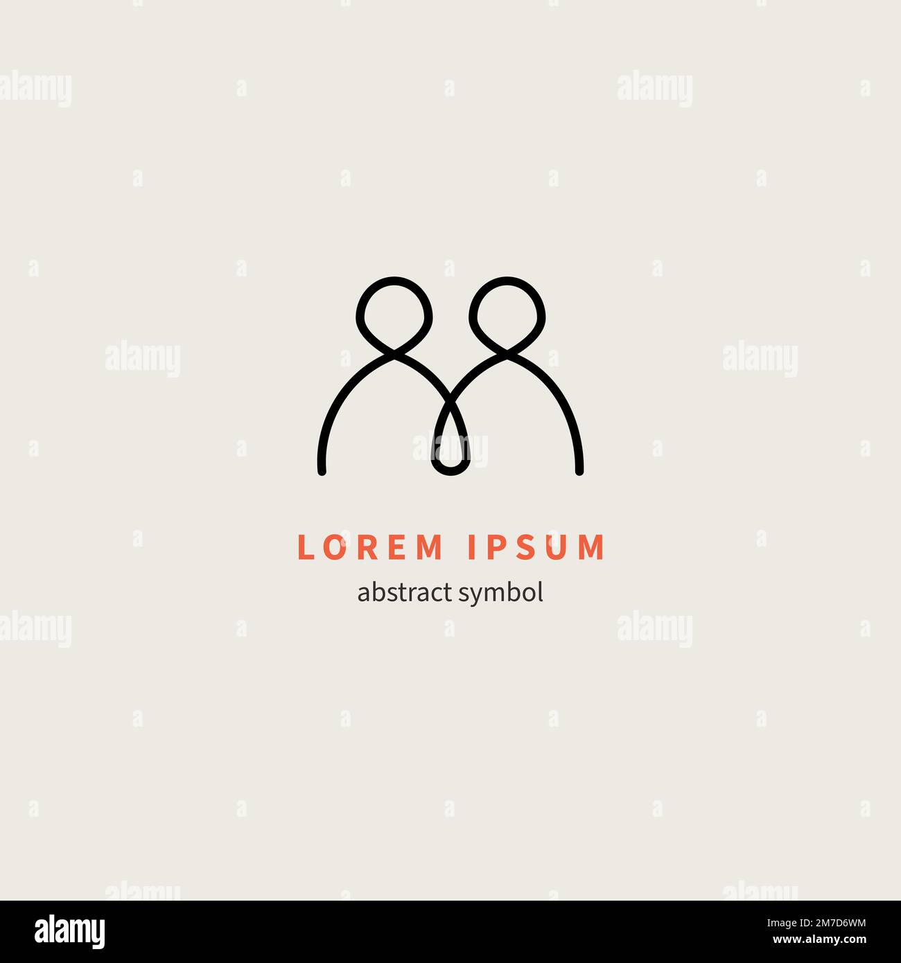 People linked in chain abstract line logo, business icon. Geometric ...