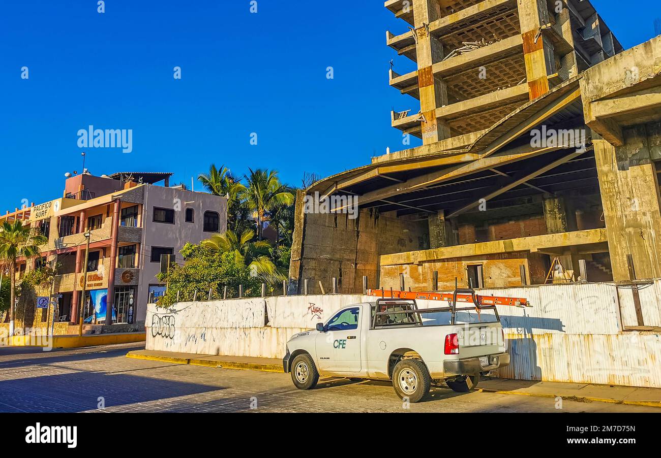 Huge gigantic construction stop building ruin building site in Zicatela ...