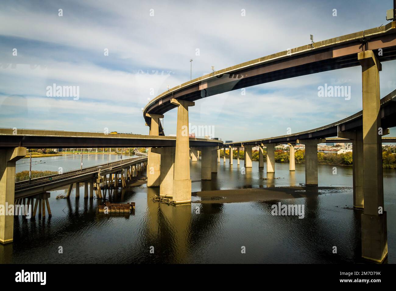 Network of viaducts over the estuary near Baltimore, Maryland, USA ...
