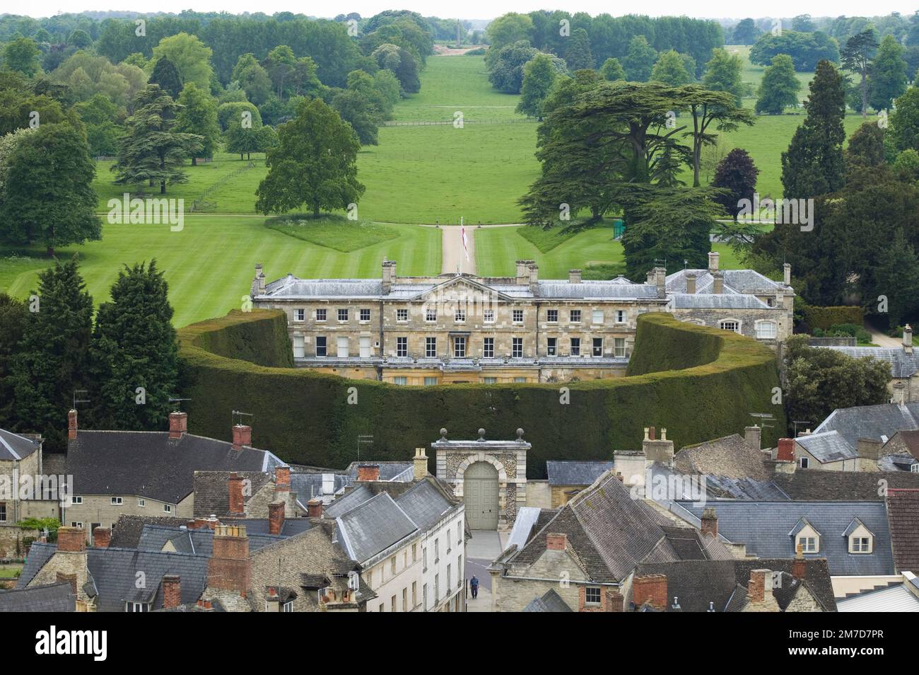 The Bathurst estate and house hidden behind a large hedge in the centre ...