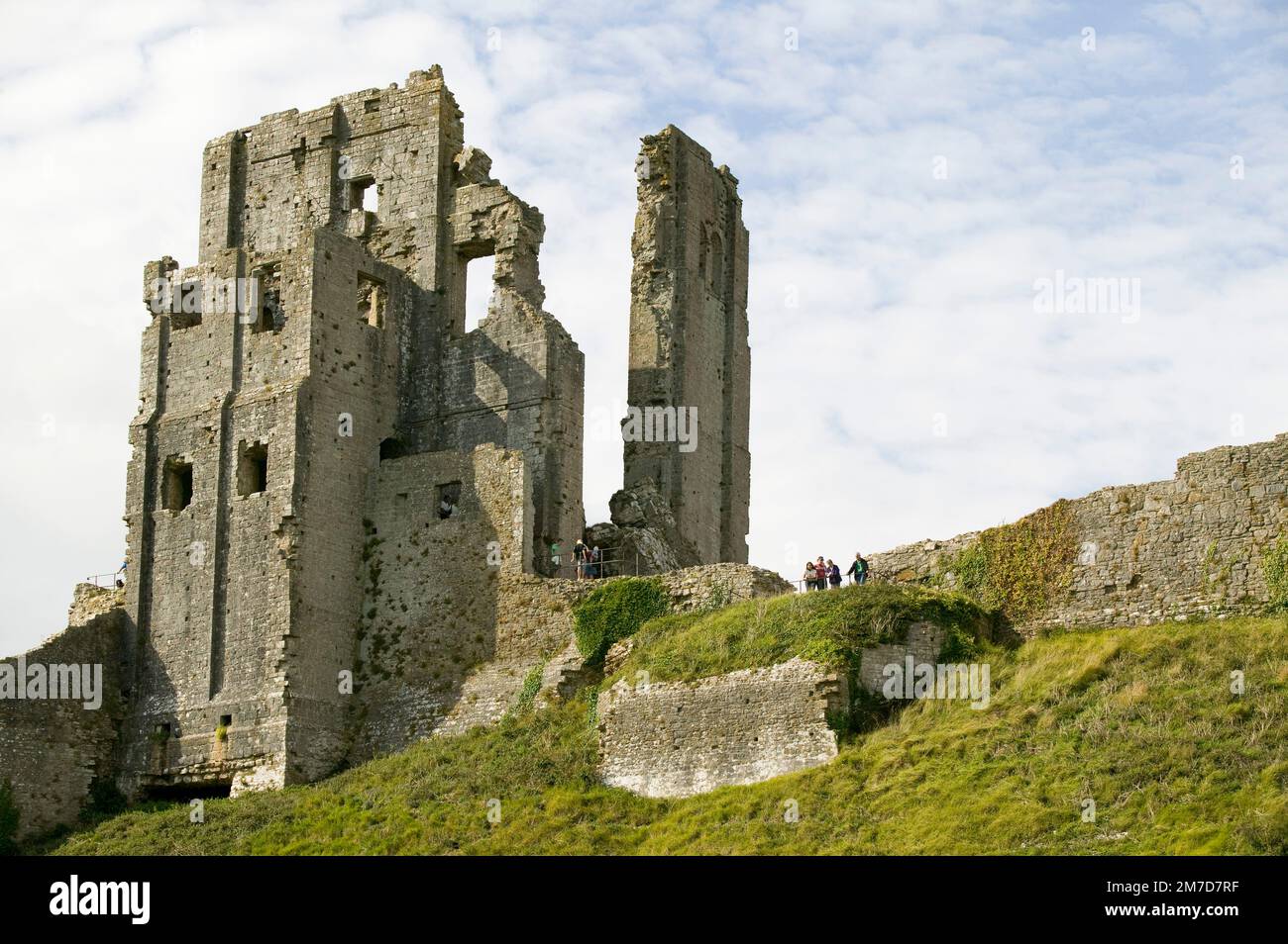 A ruined castle showing battlemnets towers adnd walls Stock Photo - Alamy