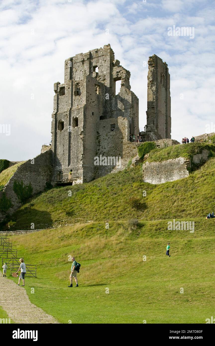 A ruined castle showing battlemnets towers adnd walls Stock Photo - Alamy