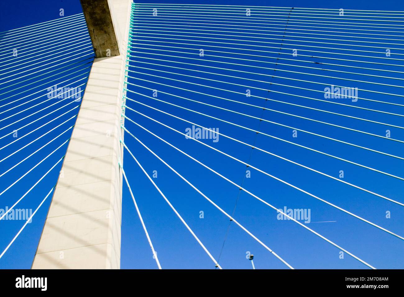 Detail of the Severn Bridge river crossing which links England and ...