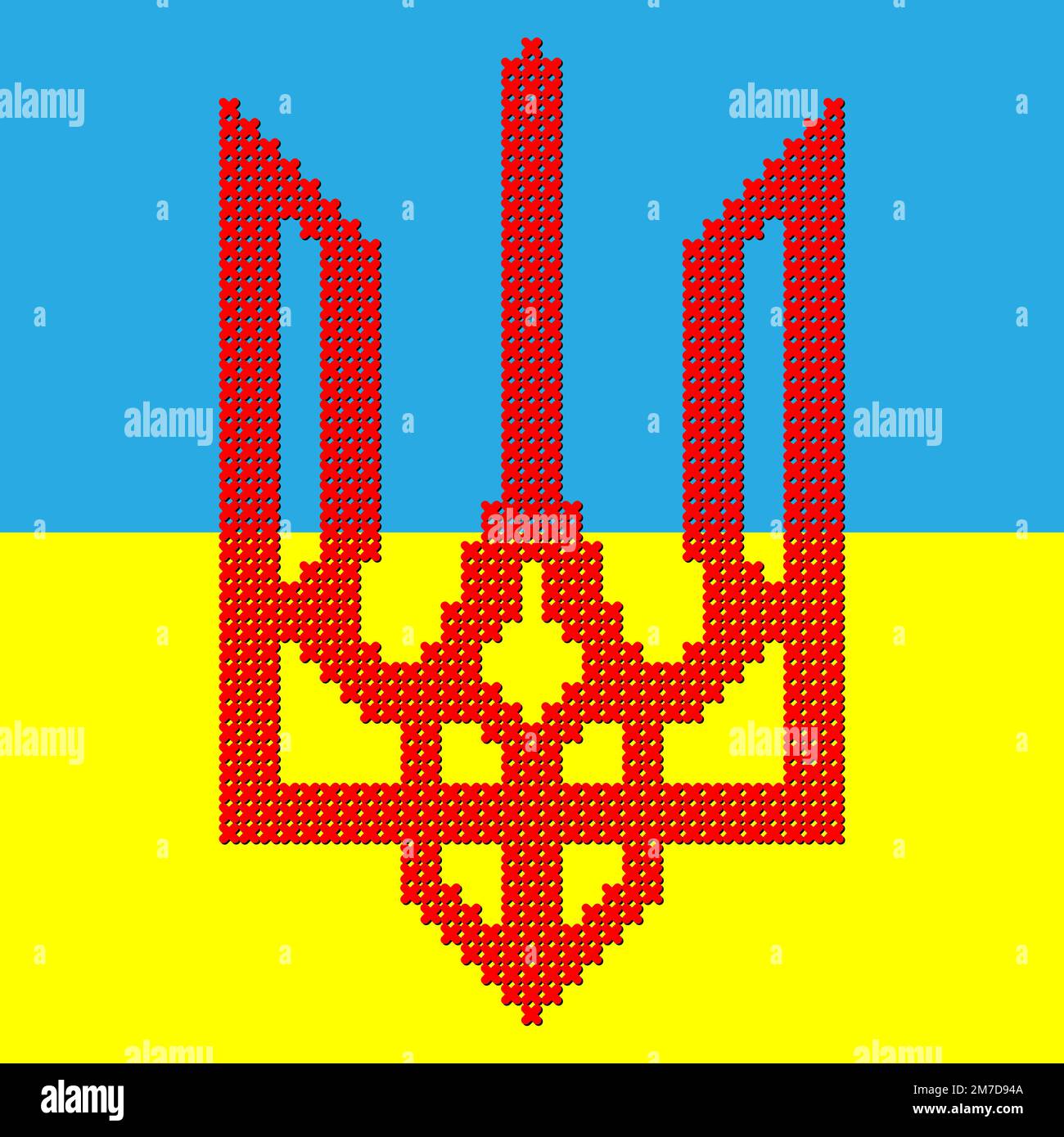 The national coat of arms of Ukraine is embroidered with a cross Stock ...