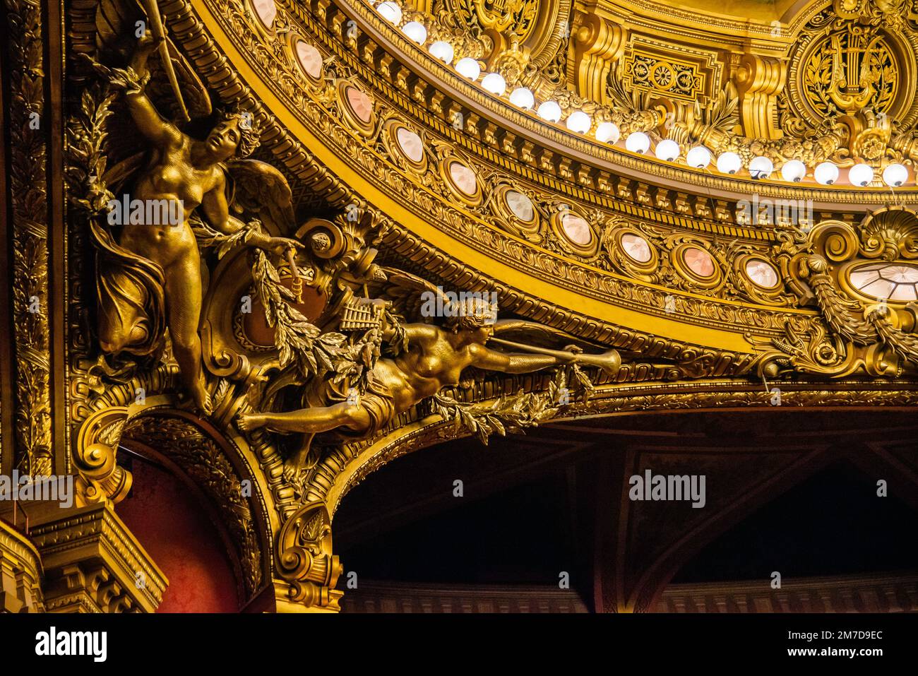 Paris, France - Dec. 26 2022: The fine decoration and the stunning ...