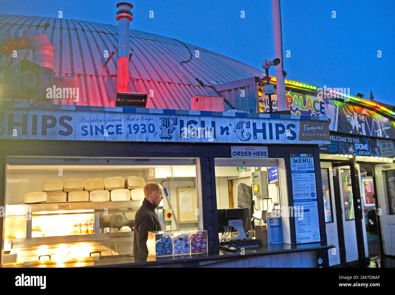 Fish and chips on Brighton Palace Pier Stock Photo - Alamy