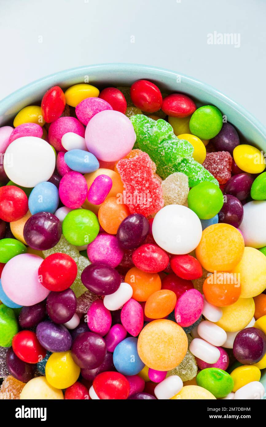 candies in the bowl, colorful candies background, large group of ...