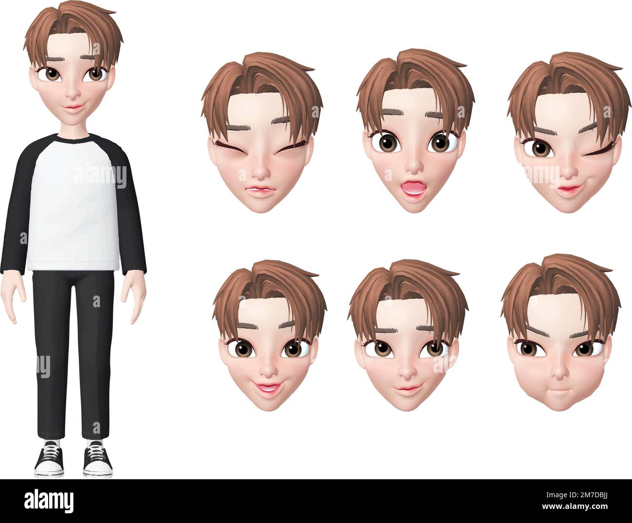 Set of elements for creating boy character animation. Little schoolboy ...