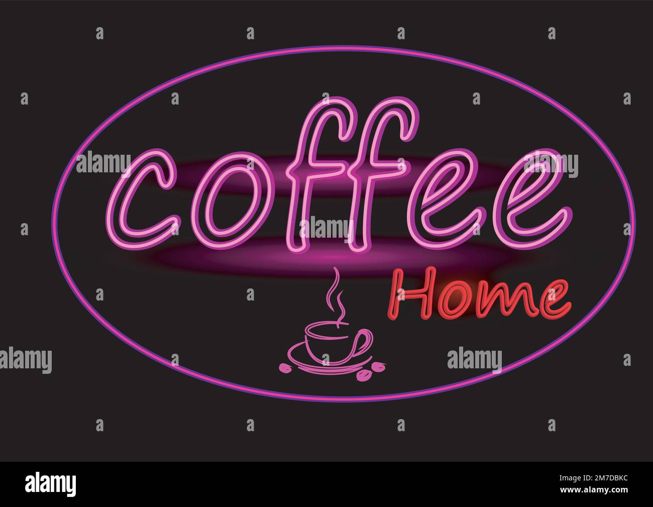 Coffee Cup Neon Light Glowing Sign Logo Vector, Emblem in Neon Style ...