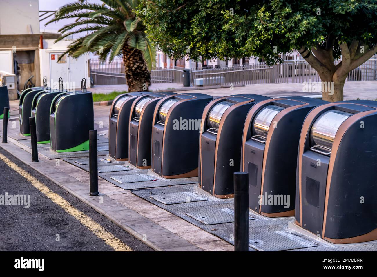 Waste garbe boxes containers for collecting on Fuerteventura, Spain ...