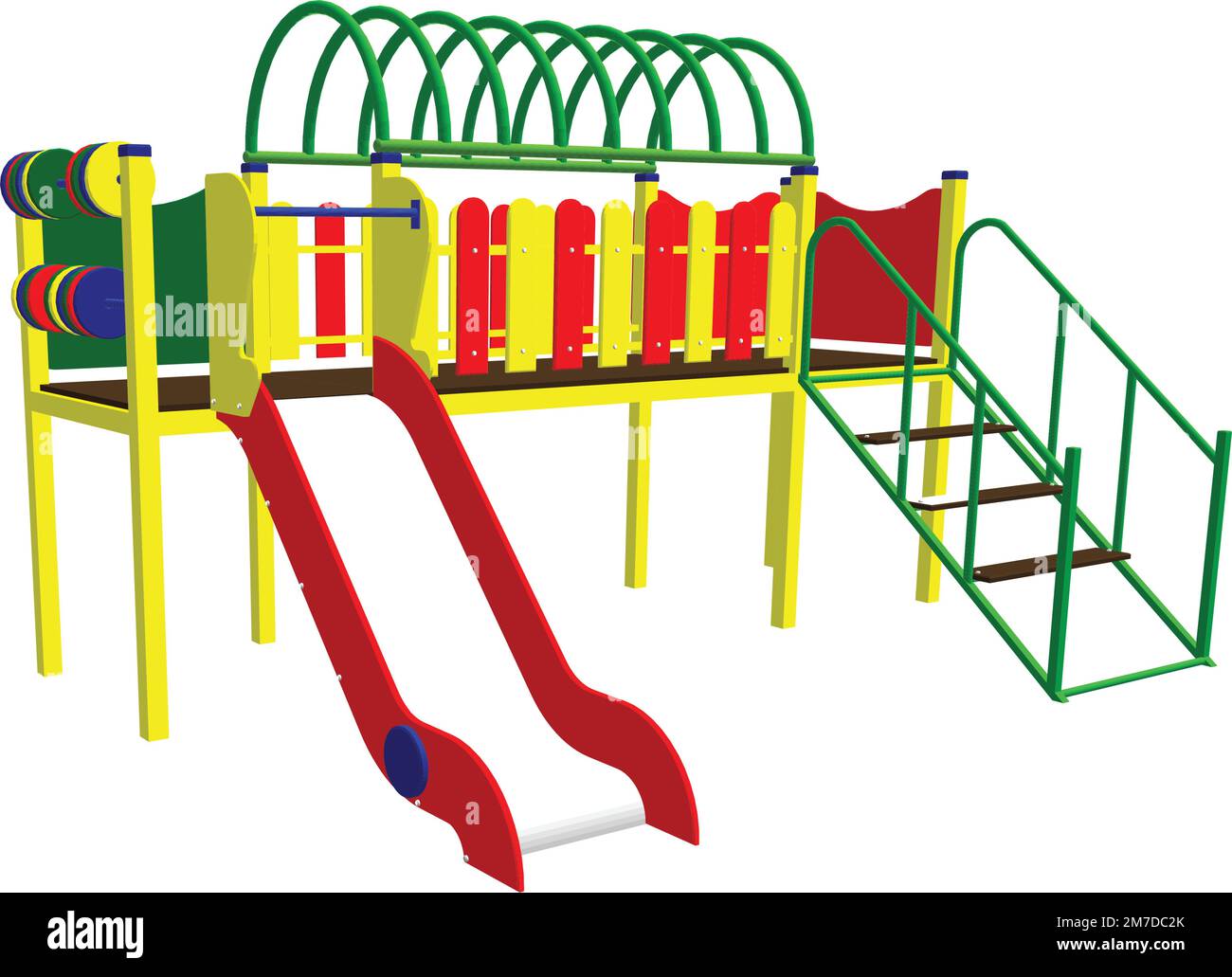 Playground with slide and tube in the park. Cartoon vector illustration ...