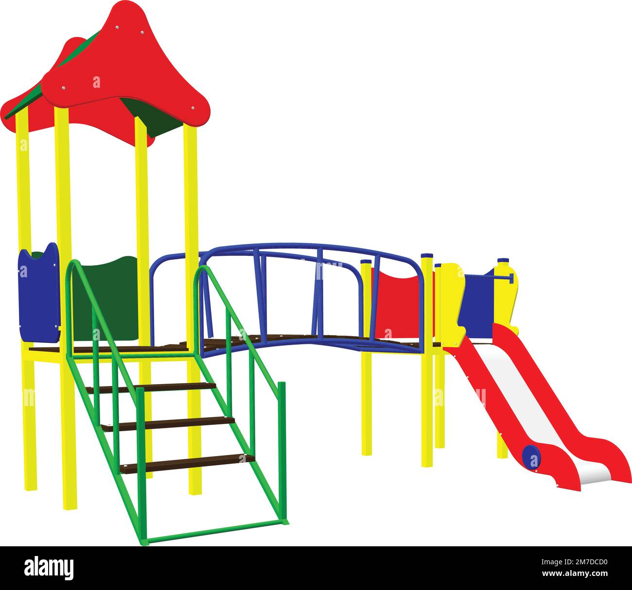 Playground with slide and tube in the park. Cartoon vector illustration ...