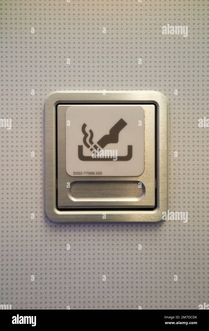 Ash tray / ashtray and No Smoking sign in toilet / loo / lavatory / WC ...