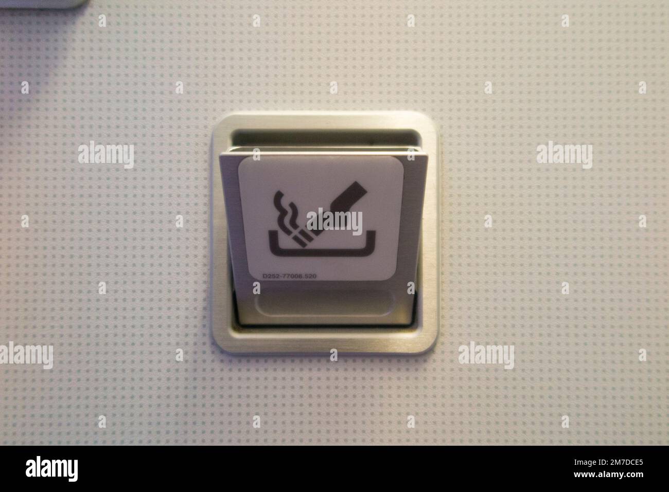 Ash tray / ashtray and No Smoking sign in toilet / loo / lavatory / WC ...