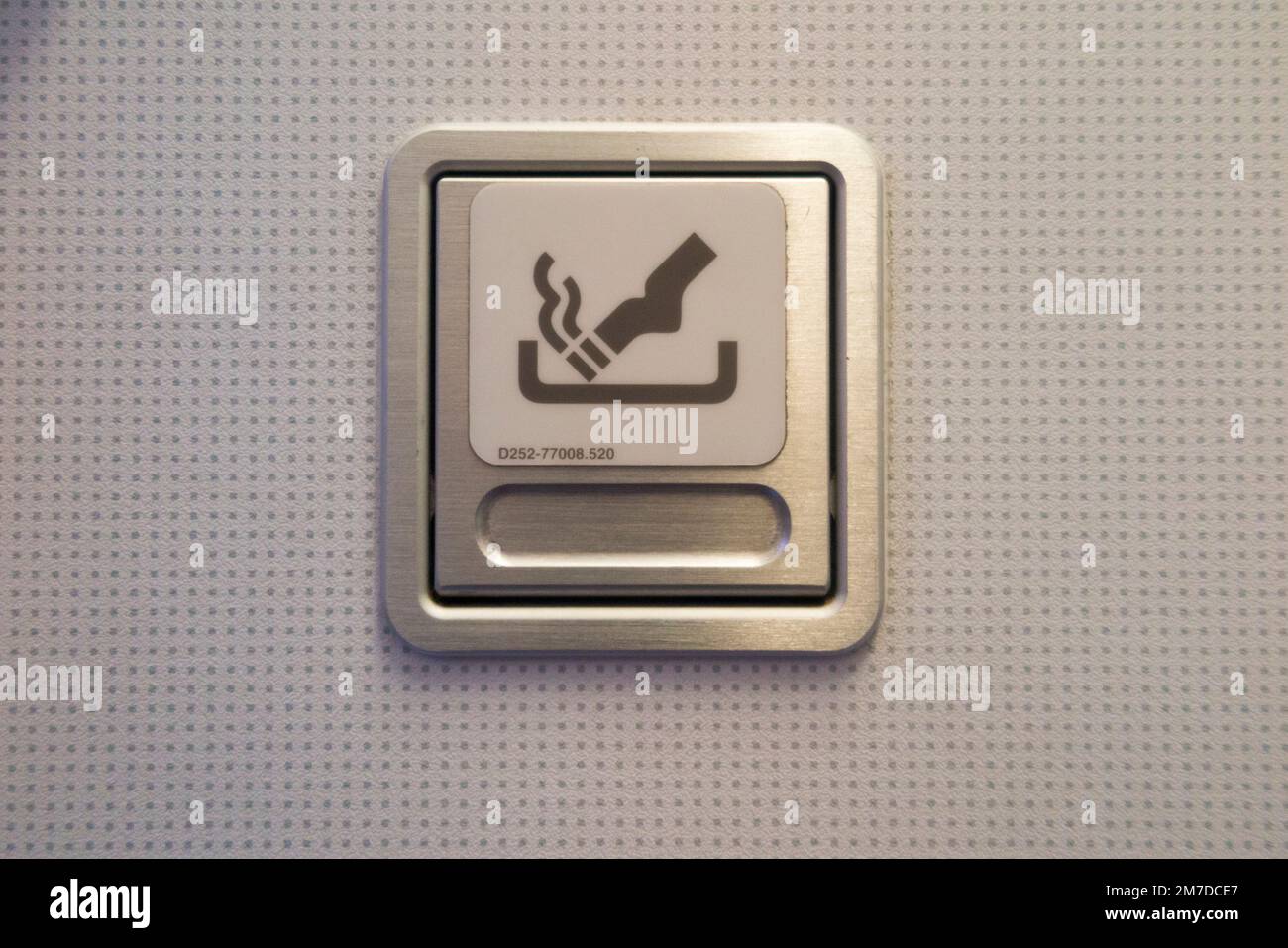 Ash tray / ashtray and No Smoking sign in toilet / loo / lavatory / WC ...