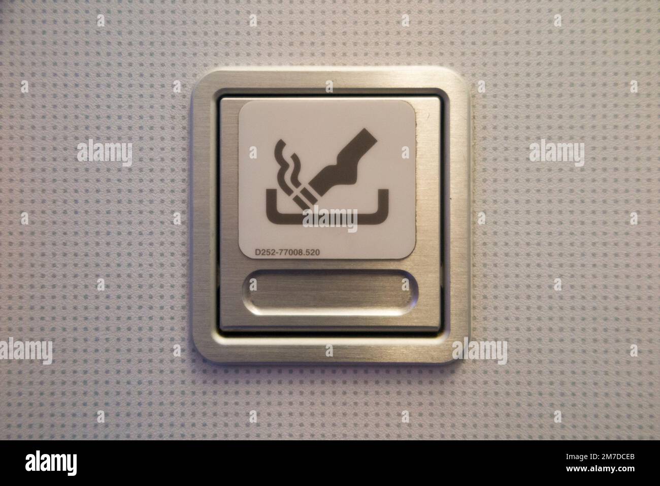 Ash tray / ashtray and No Smoking sign in toilet / loo / lavatory / WC ...