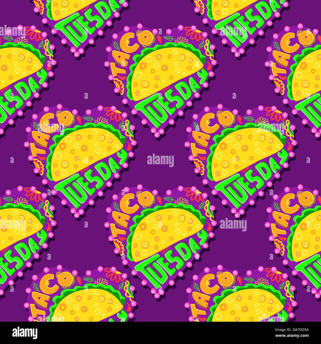 Taco digital paper. Taco Tuesday. Bright print of Mexican cuisine ...