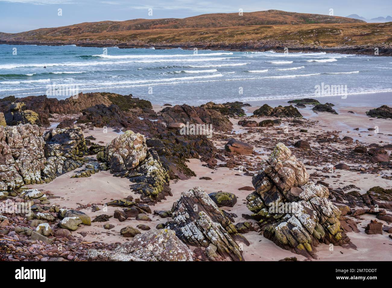 Granit boulders next to Achnahaird Beach on Achnahaird Bay on the ...