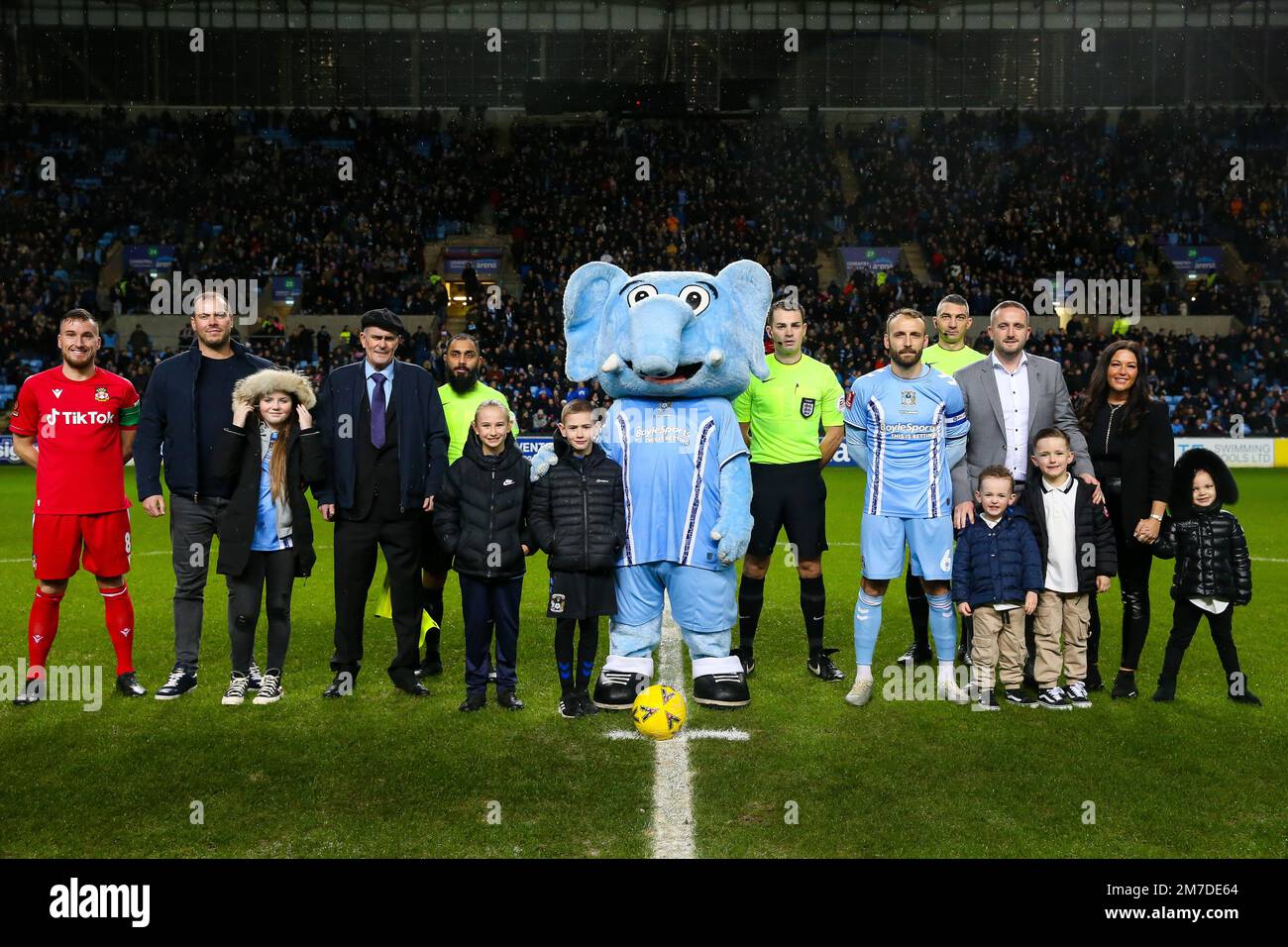 Sky Blue Sam, the match day mascots, team captains and match day ...