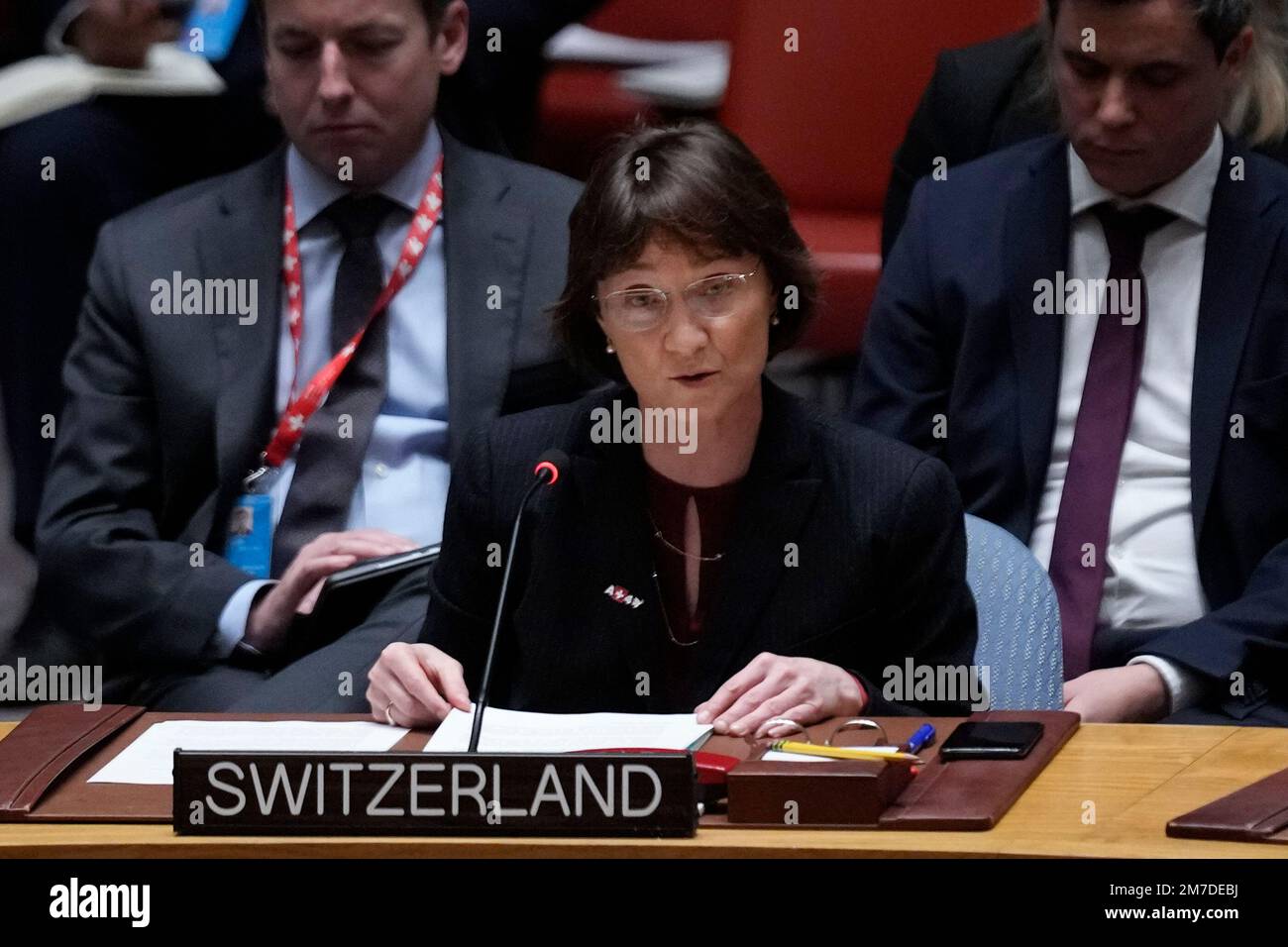 Swiss Ambassador to the United Nations Pascale Baeriswyl speaks during ...