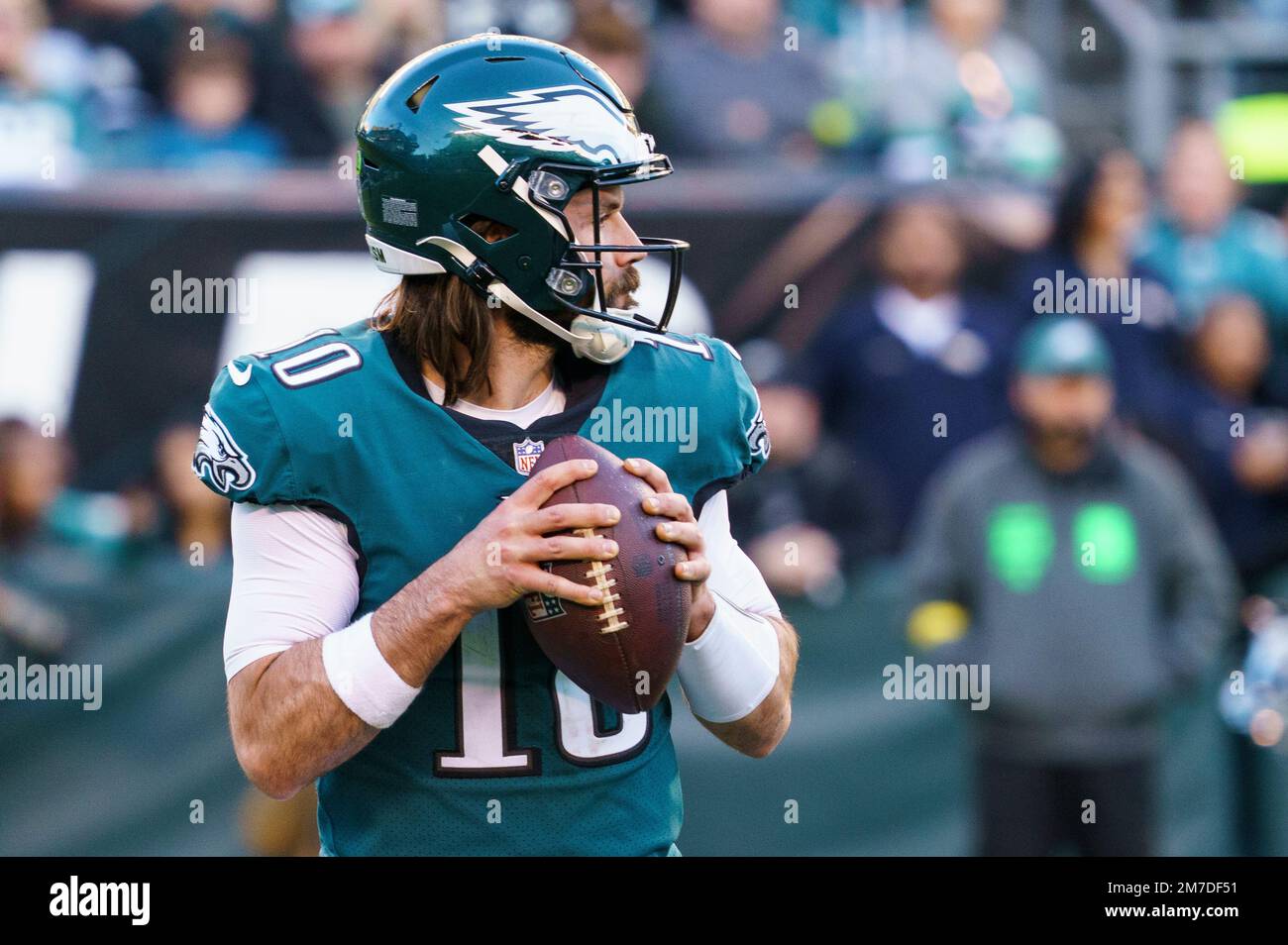 Philadelphia Eagles quarterback Gardner Minshew (10) in action during the NFL football game ...